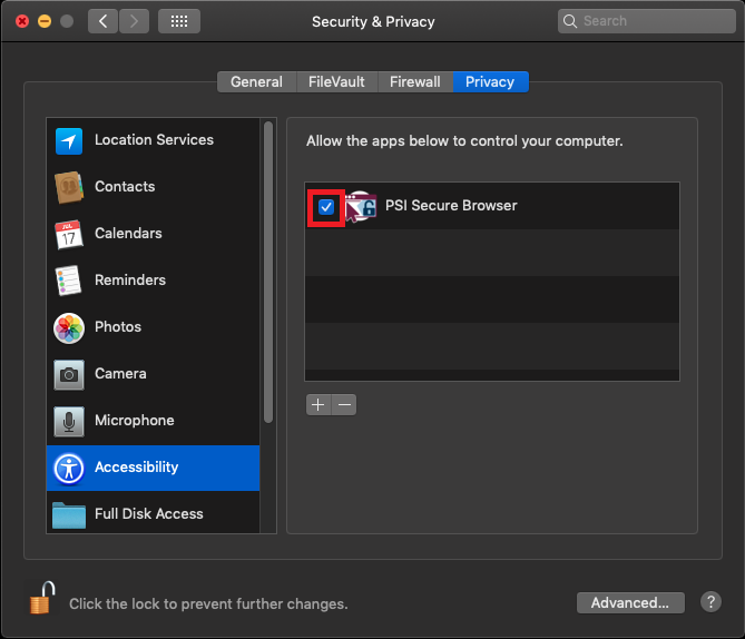 Rpnow Psi Secure Browser Would Like To Control This Computer Using Accessibility Features